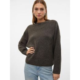 V&eacute;ro Moda Vero Moda Damen Strickpullover &raquo;VMBOOM LS O-NECK PULLOVER GA NOOS&laquo; Materialmix, loose fit braun L