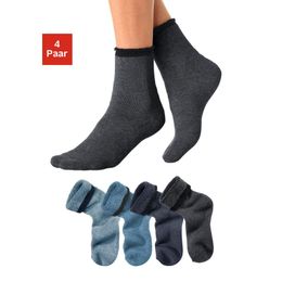 Lavana Damen Kuschelsocken &raquo;Damen Frotteesocken&laquo; Packung, 4 Stk. tlg. mit w&auml;rmendem Innenfrottee blau 35-38