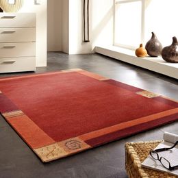 LUXOR living Wollteppich &raquo;India&laquo; rechteckig 20 mm H&ouml;he reine Wolle, handgekn&uuml;pft, mit Bord&uuml;re, auch als L&auml;ufer rot Wolle B : 40cm 1 Stk., 20mm, L: 