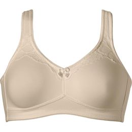 Naturana Damen B&uuml;gelloser BH &raquo;Cotton&laquo; ohne B&uuml;gel, mit Spitze, mit Schleife, mit Cup, Baumwollmix beige 75, Cup C