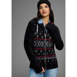 Kangaroos Damen Kangaroos Fleecejacke mit Kapuze mit Norweger Muster und Kapuze schwarz 44/46