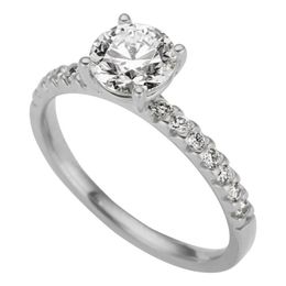 Firetti Damen Goldring &raquo;Schmuck Geschenk Gold 333 Vorsteckring Verlobung Solit&auml;r Lab Grown&laquo; mit Brillanten silber 19, 1,54 VS = sehr kleine 