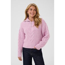 Saint Tropez Damen Troyer &raquo;TalmaSZ Pullover&laquo; Materialmix, Regular fit, Zopfstrickmuster rosa M