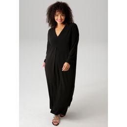 Aniston Plus Damen Aniston PLUS Maxikleid mit raffinieren Seitenschlitzen schwarz 46, N-Gr