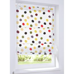 Kutti Raffrollo &raquo;Dots&laquo; mit Hakenaufh&auml;ngung ohne Bohren freih&auml;ngend Baumwolle Kinderrollo bunte Punkte bunt Obermaterial: 100% Baumwolle 120cm, 