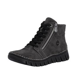 Rieker Damen Schn&uuml;rboots Casual-Boots, Stiefelette mit beidseitigen Rei&szlig;verschl&uuml;ssen grau 36
