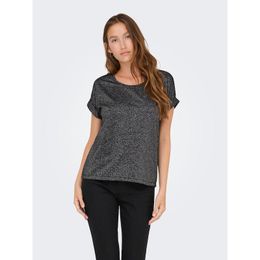 Only Damen Only Kurzarmshirt &raquo;ONLMOSTER GLITTER S/S TOP NOOS JRS&laquo; mit Glitzerdetail silber XS