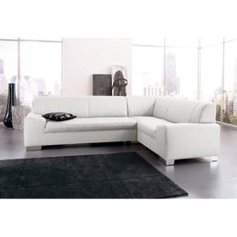 DOMO collection Ecksofa &raquo;Alisson, zeitlose Optik, flache Armlehnen, L-Form&laquo; fester Sitzkomfort, wahlweise mit Bettfunktion wei&szlig; Microfaser aus 100% 