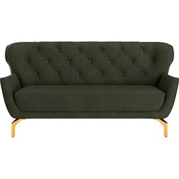 Sit & More sit&more 3-Sitzer &raquo;Orient 3&laquo; inkl. 2 Zierkissen mit Strass-Stein, goldfarbene Metallf&uuml;&szlig;e gr&uuml;n 100% Polyester B/H/T: 183cm x 89cm x 88cm, Struktur