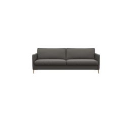 FLEXLUX 3-Sitzer &raquo;Fiore, super Sitzkomfort durch Kaltschaum im Sitz&laquo; schmale Armlehnen, F&uuml;&szlig;e Alu+ Eiche grau 100% Echteder B/H/T: 214cm x 85cm x 92cm,