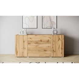 Home Affaire Sideboard &raquo;BERLIN&laquo; Moderne grifflose Kommode Breite 150 cm, 4 Schubk&auml;sten/ 2 T&uuml;ren braun B/H/T: 150cm x 68cm x 39cm, 3 Stk., 2 Stk.