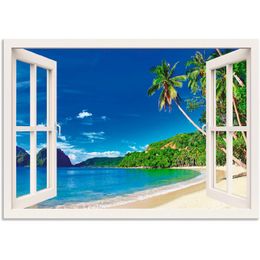 Artland Wandbild &raquo;Fensterblick Paradies&laquo; Fensterblick 1 Stk. tlg. als Alubild, Leinwandbild, Poster in verschied. Gr&ouml;&szlig;en wei&szlig; B/H/T: 70cm x 50cm, Alu-Dibond-
