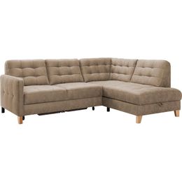 exxpo - sofa fashion Ecksofa &raquo;Elio, kompakt & bequem, zeitloses Design, Breite 228cm, L-Form&laquo; wahlweise mit Bettfunktion und Bettkasten braun B/H/T: 