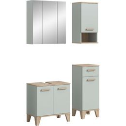 Welltime Badm&ouml;bel-Set &raquo;MINTTU, 4-teilige moderne Badkombination im SCANDI-Look&laquo; bestehend aus: Midischrank, WBU, Spiegelschrank, H&auml;ngeschrank, 4 Stk. 