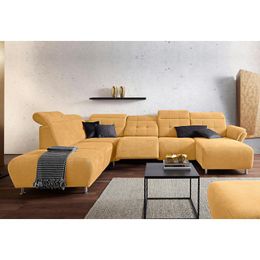 Home Affaire Wohnlandschaft &raquo;Manhattan U-Form&laquo; 2 Sitze mit elektrischer Relaxfunktion, verstellbare Armlehnen gelb Luxus Microfaser2 (90% Polyester, 