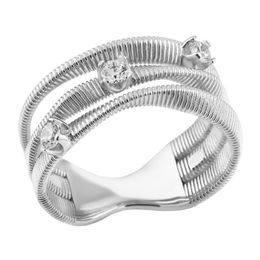 Firetti Damen Fingerring &raquo;Schmuck Geschenk Silber 925 Damenring Ring mehrreihig&laquo; mit Zirkonia (synth.) silber 60, Silber 925 (Sterlingsilber), 3,8mm