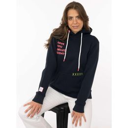 Zwillingsherz Damen Hoodie &raquo;"Smile Cross"&laquo;, Statement Schriftzug, Stickerei, Kapuze, K&auml;ngurutasche L/XL