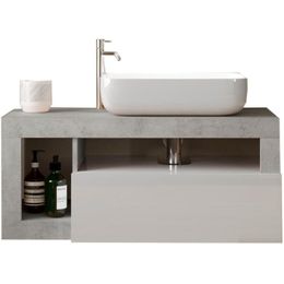 Welltime Waschtisch &raquo;Hamburg&laquo; 1 Schubkasten, Breite 92 cm, Soft-Close, inkl. Keramik-Aufsatzbecken wei&szlig; Korpus Schubkastenelement: Weiss Melamin,Front