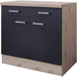 Flex-Well Unterschrank &raquo;Antigua&laquo; (B x H x T) 80 x 86 x 60 cm, f&uuml;r viel Stauraum grau Holzwerkstoff San Remo Eiche, B/H/T: 80cm x 86cm x 57cm, Schubladen: 2 Stk.