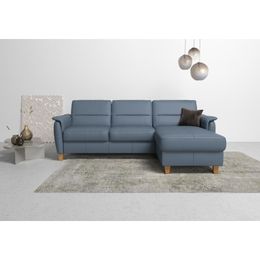 Home Affaire Ecksofa &raquo;Palmera L-Form, B: 244 cm - OTTO. Verl&auml;ssliche Qualit&auml;t.&laquo; optional Schlaffunktion & Bettkasten, Federkern blau Luxus-Microfaser 