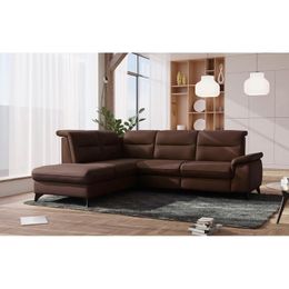 Sit & More sit&more Ecksofa &raquo;Astoria L-Form&laquo; wahlweise mit motorischer Relaxfunktion braun 100% Polyester B/H/T: 256cm x 91cm x 225cm, Luxus-Microfaser ALTARA 