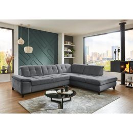 Die PlanBar Ecksofa &raquo;MP-IN18012 L-Form mit Federkern-Polsterung&laquo; Sitztiefenverstellung, optional Kopfteilverstellung & Schlaffunktion 100% Polyester B