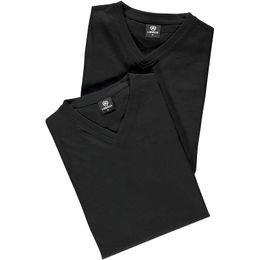 Lerros Herren Lerros V-Shirt Spar-Set, 2 Stk. unifarben, 2-er Pack V-Shirt schwarz XXL