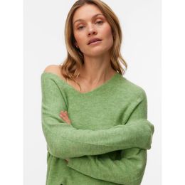 V&eacute;ro Moda Vero Moda Damen V-Ausschnitt-Pullover &raquo;VMCREWLEFILE LS V-NECK BLOUSE NOOS&laquo; Materialmix, loose fit gr&uuml;n XS