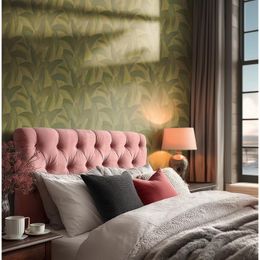 Livingwalls living walls Vliestapete &raquo;Vibes & Styles Isabelle &ndash; Golden Canopy Vliestapete&laquo; gl&auml;nzend leicht strukturiert Gro&szlig;fl&auml;chiges Blattdesign mit feiner 