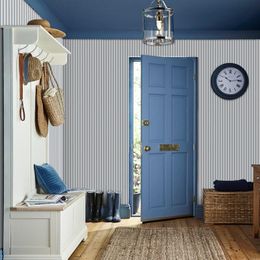 Laura Ashley Vliestapete &raquo;Farnworth Streifen&laquo; gestreift glatt 10mx52cm (ca. 5m2) blau Vlies B/L: 0,52m x 10m, Rollen: 1