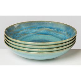 gipfelst&uuml;ck Suppenteller &raquo;Teller Set, Tiefer See&laquo; Scandi-Style, gl&auml;nzende Reaktivglasur, jedes St&uuml;ck ein Unikat bunt Steinzeug 22cm