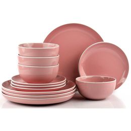 Retsch Arzberg Tafelservice &raquo;Geschirr-Set, Service HALO BUBBLE GUM&laquo; Teller Set, Klare Farben und Klare Formen - 12 Teile, f&uuml;r 4 Personen rosa Steinzeug 12 Stk.