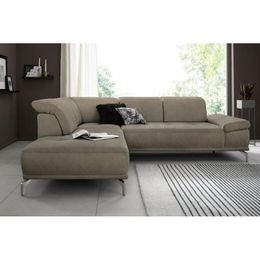 OTTO home Ecksofa &raquo;Caluna&laquo; Inkl.Sitztiefenverstellung, wahlweise mit Kopf- und Armteilverstellung grau Luxus-Microfaser Vintageoptik (100% Polyester);