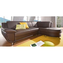 Trendmanufaktur Ecksofa &raquo;Rondo, zeitlos und elegant, bequem, L-Form&laquo; wahlweise mit Federkern, wahlweise mit Bettfunktion braun Softlux -Kunstleder;