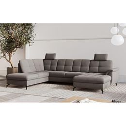 Sit & More sit&more Wohnlandschaft &raquo;Zora&laquo; wahlweise mit Schlaffunktion und Bettkasten grau 100% Polyester B/H/T: 319cm x 92cm x 212cm, Luxus-Microfaser Euphoria,
