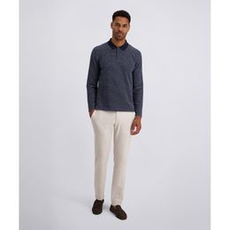 Pierre Cardin Herren Langarm-Poloshirt Piqu&eacute; Interlock im Streifendessin blau XL