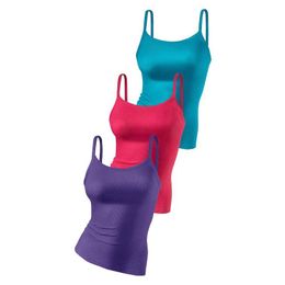 H.I.S. H.I.S Damen Spaghettitop &raquo;ohne Seitenn&auml;hte&laquo; 3er-Pack, aus luftiger Rippqualit&auml;t aus Baumwolle bunt 44/46