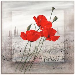 Artland Wandbild &raquo;Mohnblumen&laquo; Blumen 1 Stk. tlg. als Leinwandbild, Poster in verschied. Gr&ouml;&szlig;en rot Leinwand B/H/T: 50cm x 50cm, Leinwandbild Blumen, 1 Stk.