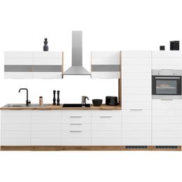KOCHSTATION K&uuml;chenzeile &raquo;KS-Luhe&laquo; 360 cm breit, wahlweise mit oder ohne E-Ger&auml;ten, gefr&auml;ste MDF-Fronten wei&szlig; B/H/T: 360cm x 60cm, inkl. E-Ger&auml;te (