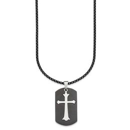 Bruno Banani Herren Kette mit Anh&auml;nger &raquo;Schmuck Geschenk Halskette Kreuz Venezianerkette Silber Schwarz&laquo; schwarz Edelstahl, L: 55 B: 3mm