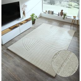 OTTO home Wollteppich &raquo;Gabbo Design, Handgefertigt, Teppich, reine Wolle,&laquo; rechteckig 14 mm H&ouml;he Hoch-Tief-Effekt, reine Wolle, Scandi-Look, 