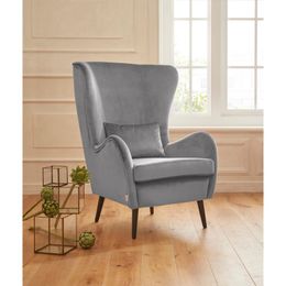 Home Affaire Sessel &raquo;Sallito, Ohrensessel, TV-Sessel&laquo; f&uuml;r Wohnzimmer, auch in Samtcord grau Struktur Hahnentritt (67% Polypropylen, 33% Polyester);
