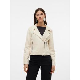 V&eacute;ro Moda Vero Moda Damen Bikerjacke &raquo;VMJOSE SHORT FAUX SUEDE JACKET GA NOOS&laquo; mit asymetrischem Rei&szlig;verschluss beige L