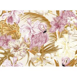Livingwalls living walls Fototapete &raquo;Designwalls Flamingo Art 2&laquo; glatt Vlies, Wand, Schr&auml;ge, Decke rosa Vlies B/L: 3,5m x 2,55m