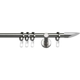 Indeko Gardinenstange &raquo;Marbella&laquo; &Oslash; 12 mm 1 l&auml;ufig-l&auml;ufig Wunschma&szlig;l&auml;nge Komplett-Set inkl. Ringen und Montagematerial silber Stahl B/L: 120cm &Oslash; 12mm, 