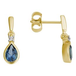 Firetti Damen Paar Ohrstecker &raquo;Schmuck Geschenk Gold 333 Ohrschmuck Ohrringe Tropfen&laquo; mit London Blue Topas - mit Brillanten 0,03, 0,03 P2 = 