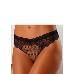 Nuance By Lascana Damen Nuance by Lascana String mit leicht transparenter Stickereispitze schwarz 32/34