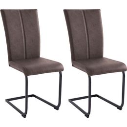 Home Affaire Freischwinger &raquo;Nils&laquo; (Set) 2 Stk.Stuhl belastbar bis 120 Kg, Gestell Metall im Chrom-Look oder Schwarz braun Holzwerkstoff, Metall, 