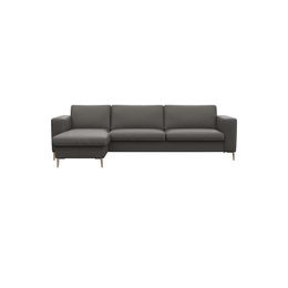 FLEXLUX Ecksofa &raquo;Fiore, Sitzaufbau mit hochwertigem Kaltschaum f&uuml;r mehr Sitzkomfort&laquo; breite Armlehnen, L-Form, F&uuml;&szlig;e Alu+ Eiche grau 100% Echteder B/H/