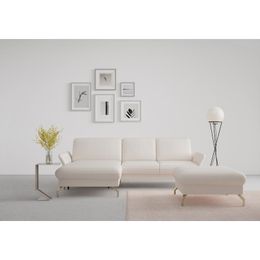 Sit & More sit&more Ecksofa &raquo;Fashion L-Form&laquo; wahlweise mit Kopfteilverstellung, Vorziehsitz, motorisch, Nickelf&uuml;&szlig;e beige B/H/T: 253cm x 84cm x 165cm, Luxus-